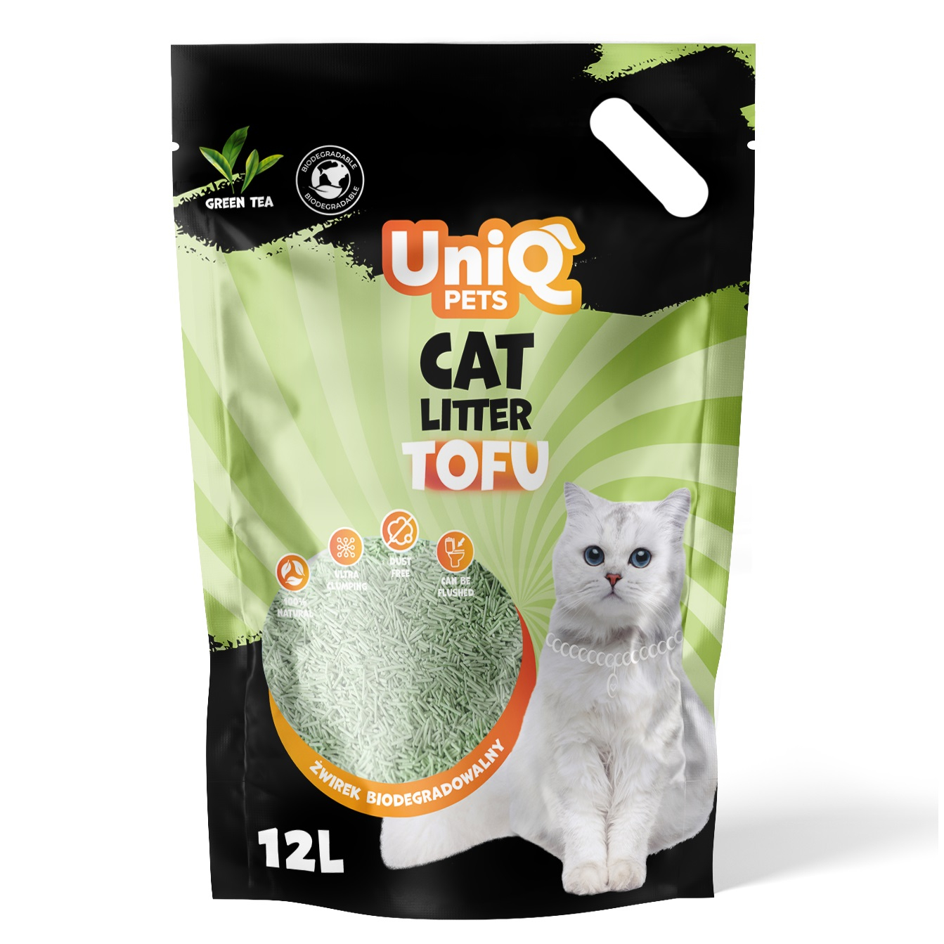 Uniq Pets UNIQ Tofu Clumping Cat Litter Green tea 5kg/12L - dabīgi ...